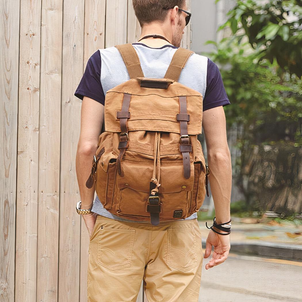 Mochila vintage de lona para viaje - Mis Mochilas